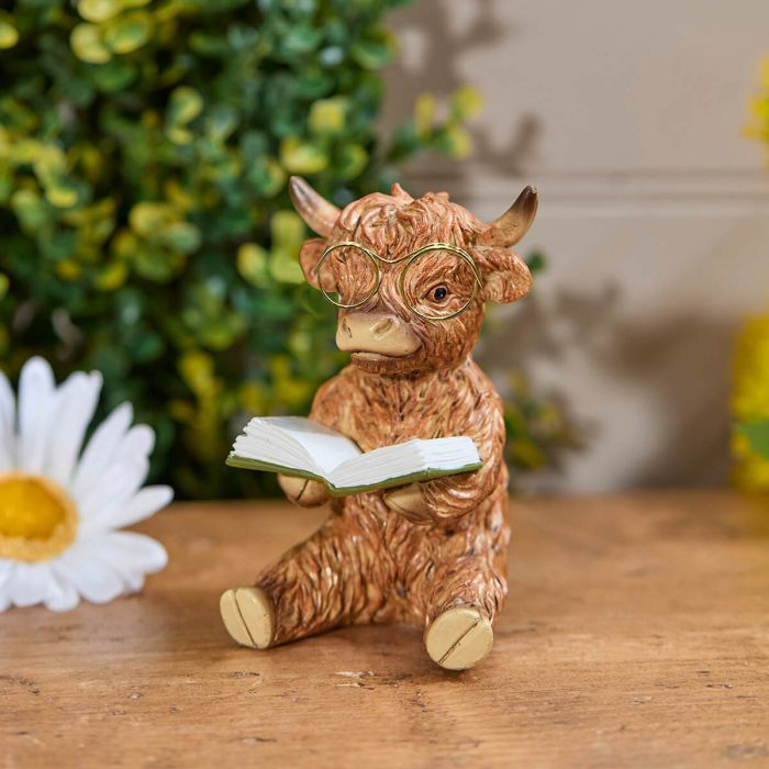 Resin Highland Cow Reading a Book – Dalscone Farm